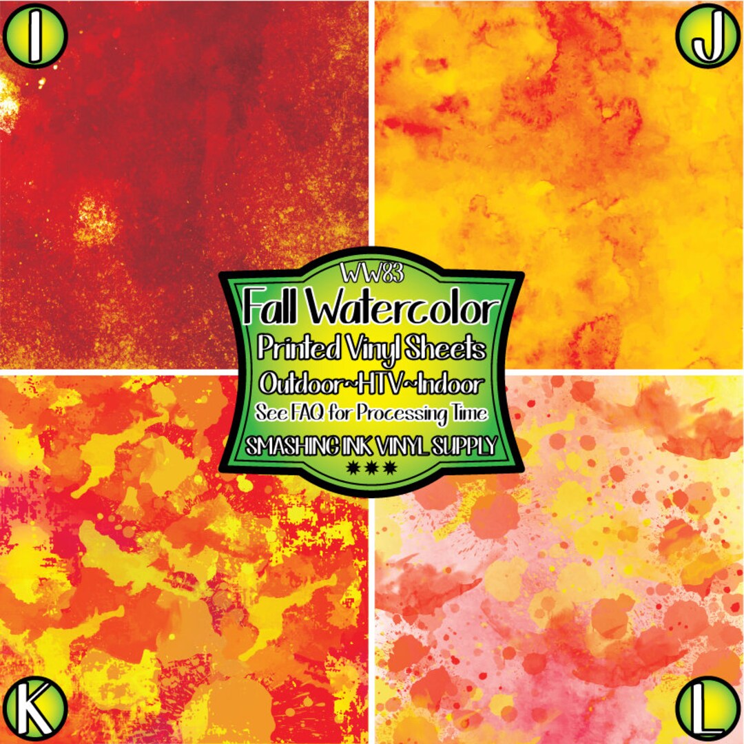 Fall Watercolor Vinyl/printed Heat Transfer Vinyl/patterned Vinyl ...