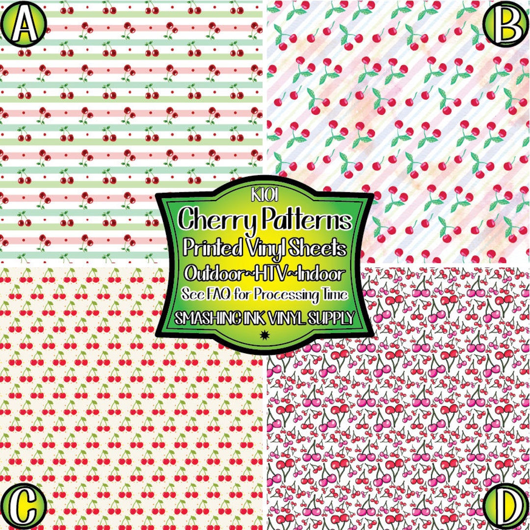 Cherry Pattern Vinyl/printed Heat Transfer Vinyl/patterned Vinyl ...