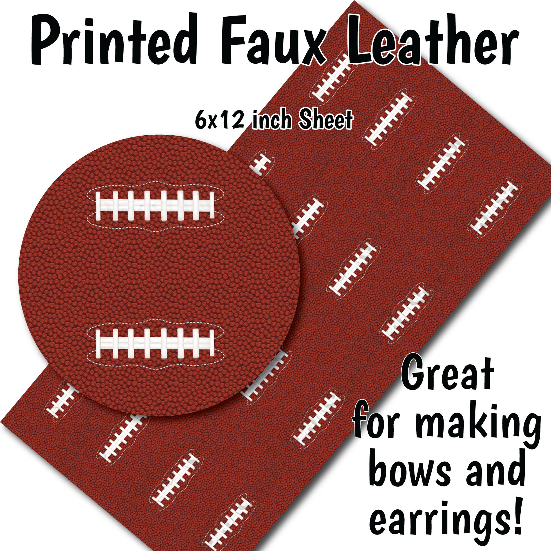 Football Laces Faux Leather Sheet/Printed Faux Leather for | Etsy