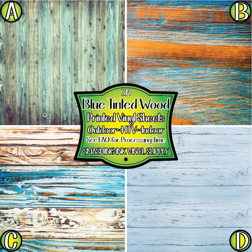 Blue Tinted Wood Vinyl/printed Heat Transfer Vinyl/patterned Vinyl ...