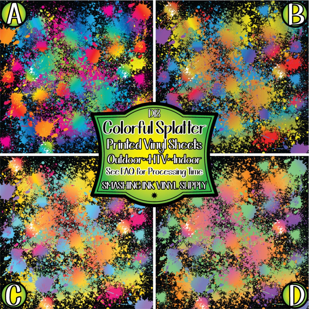 Colorful Splatter Vinyl/printed Heat Transfer Vinyl/patterned Vinyl ...