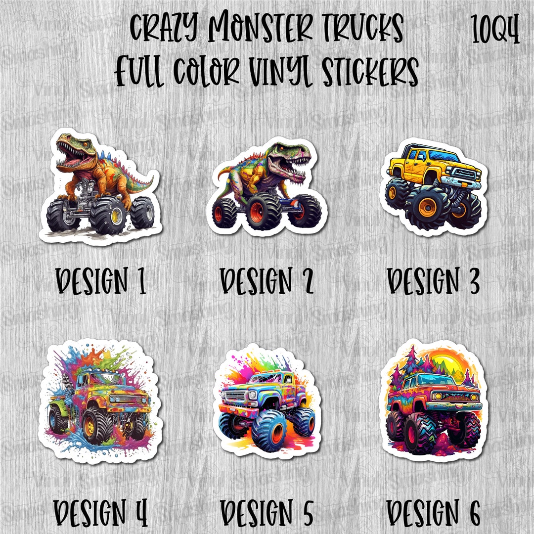 Crazy Monster Trucks Full Color Sticker/printed Vinyl Sticker/printed ...