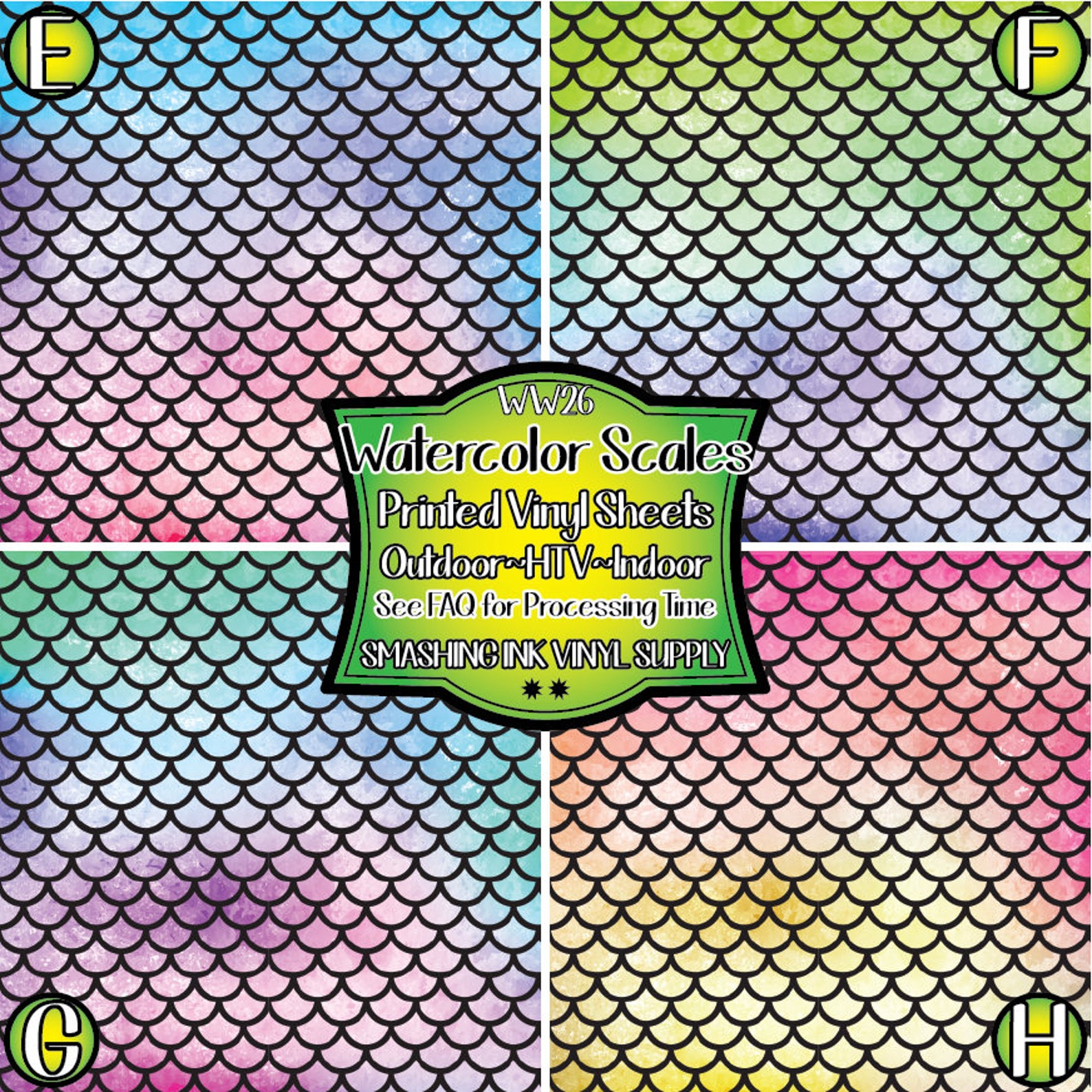 Watercolor Scales Adhesive Vinyl | Heat Transfer | Faux Leather | Laser ...