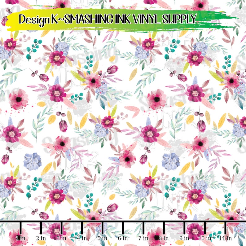 Watercolor Floral Vinyl/printed Heat Transfer Vinyl/pattern - Etsy