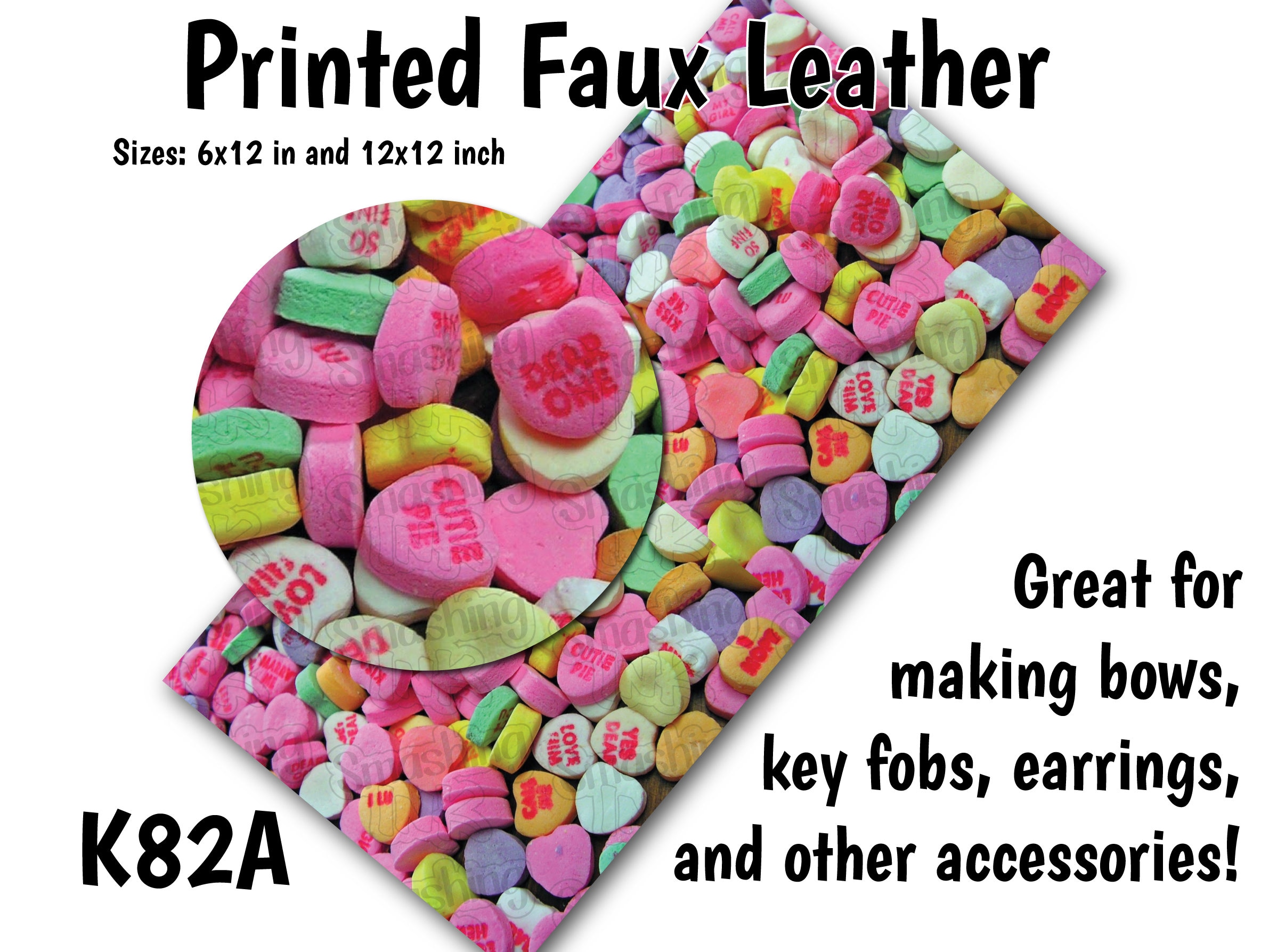 Valentine Candy Faux Leather Sheet/printed Faux Leather for | Etsy