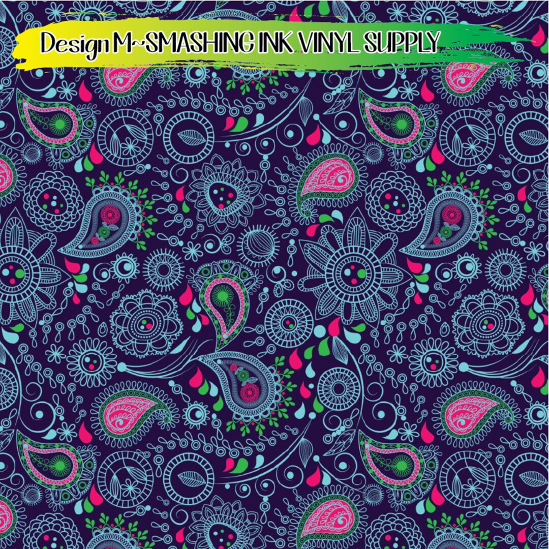 Whimsical Paisley Adhesive Vinyl | Heat Transfer | Faux Leather | Laser ...