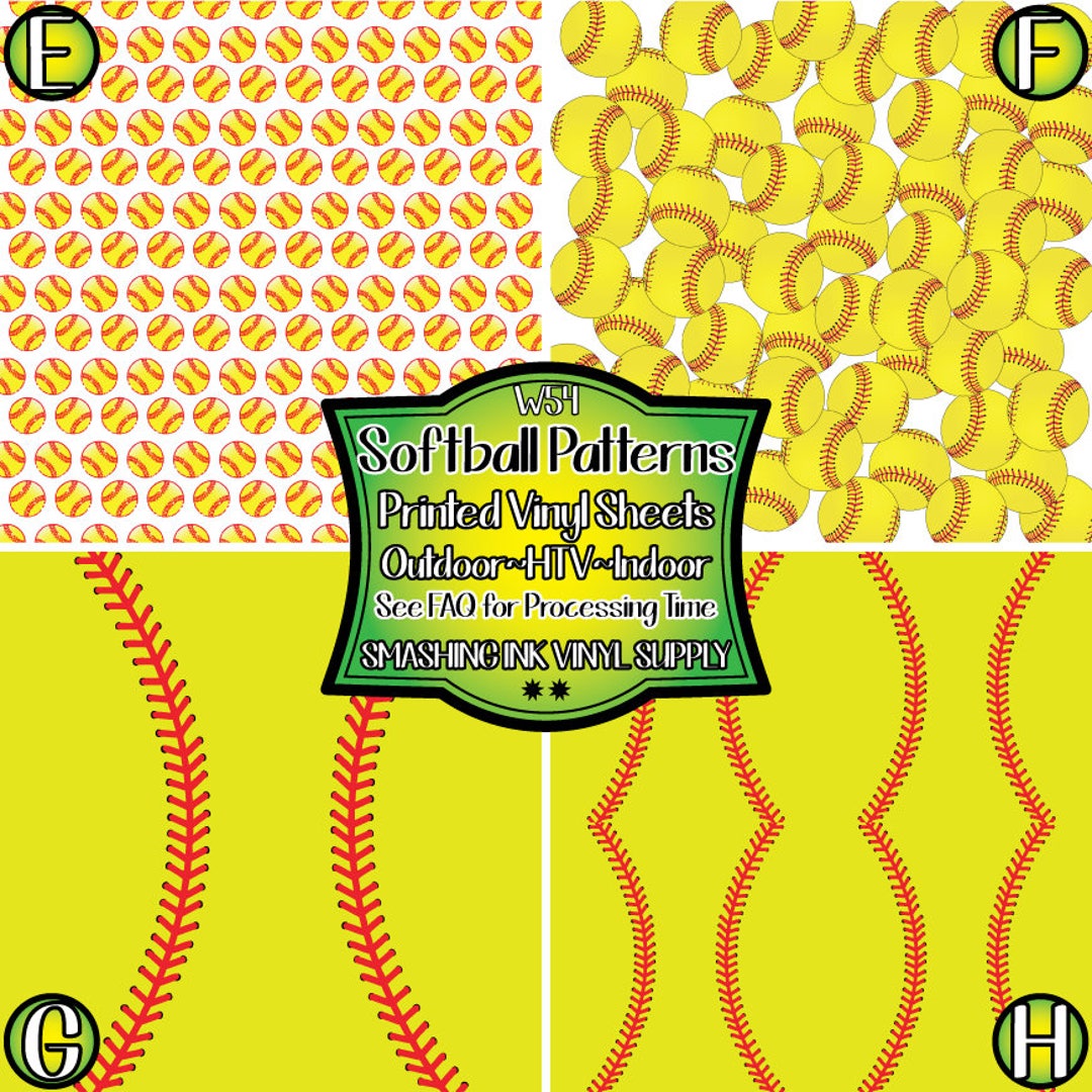 Softball Pattern Vinyl/printed Heat Transfer Vinyl/patterned Vinyl ...