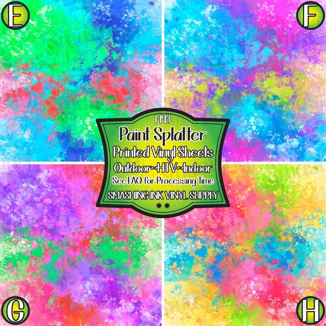 Paint Splatter Printed Vinyl/printed Heat Transfer Vinyl/pattern Vinyl ...