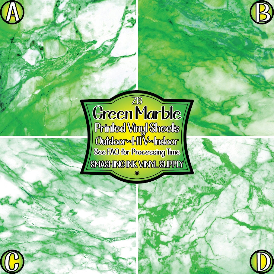 Green Marble Adhesive Vinyl | Heat Transfer | Faux Leather | Laser Safe ...