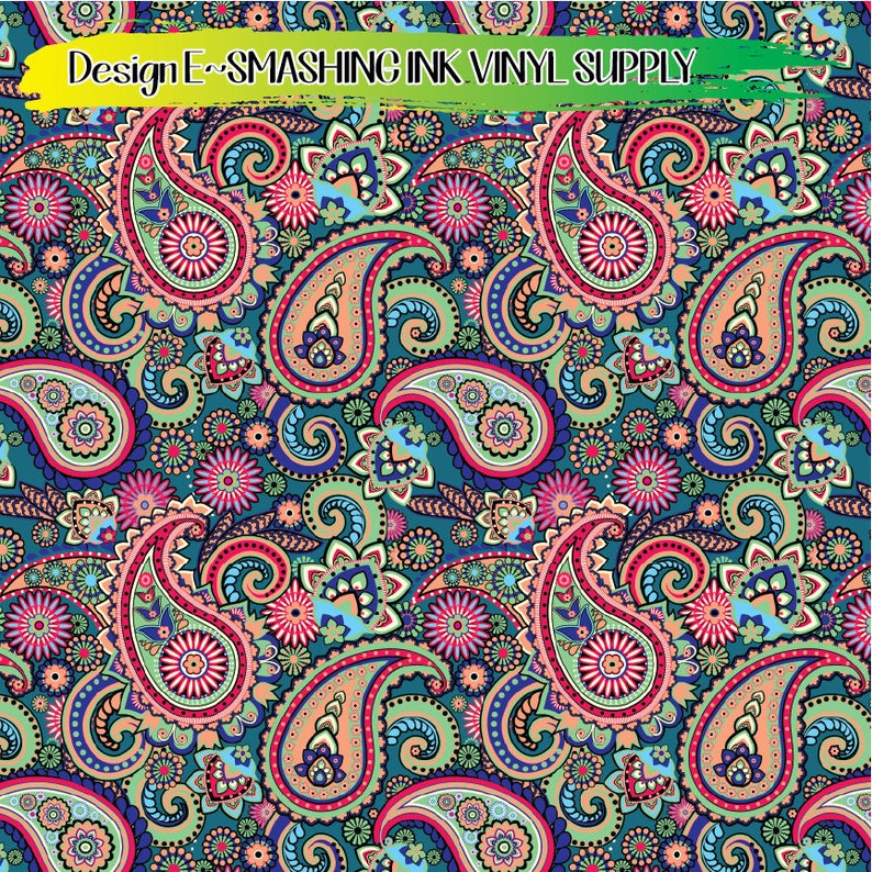 Colorful Paisley Adhesive Vinyl | Heat Transfer | Faux Leather | Laser ...