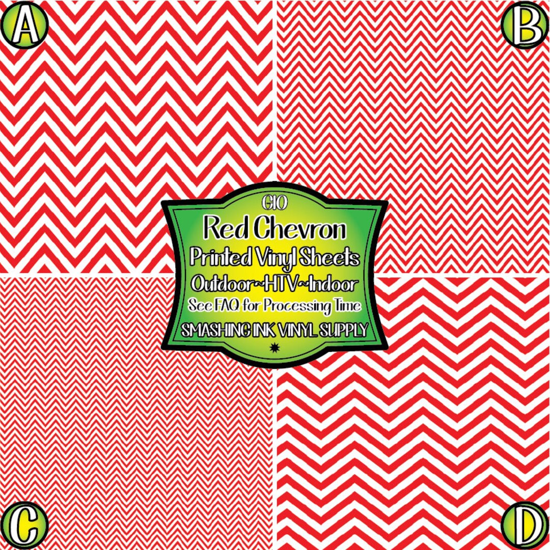 Red White Chevron Adhesive Vinyl | Heat Transfer | Faux Leather | Laser ...