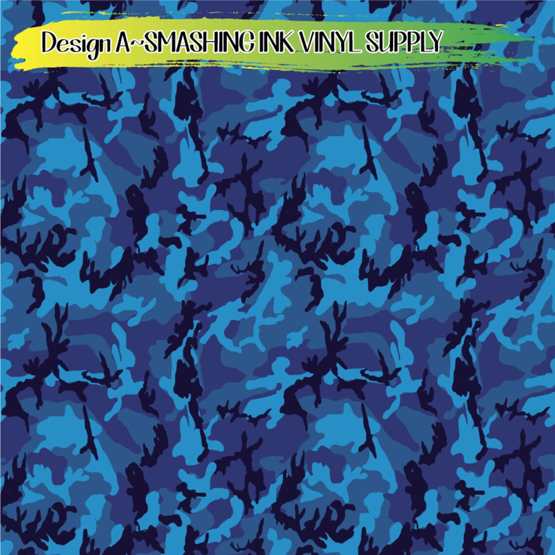 Blue Camo Adhesive Vinyl | Heat Transfer | Faux Leather | Laser Safe ...