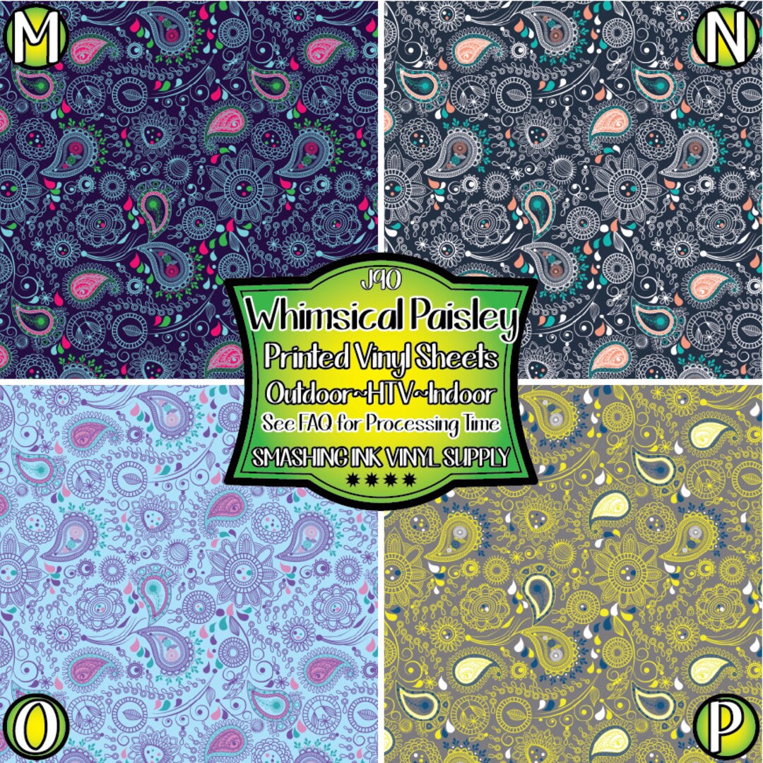 Whimsical Paisley Vinyl/printed Heat Transfer Vinyl/patterned Vinyl ...