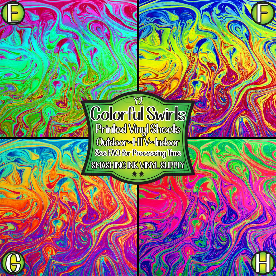 Colorful Swirls Vinyl/printed Heat Transfer Vinyl/patterned Vinyl ...