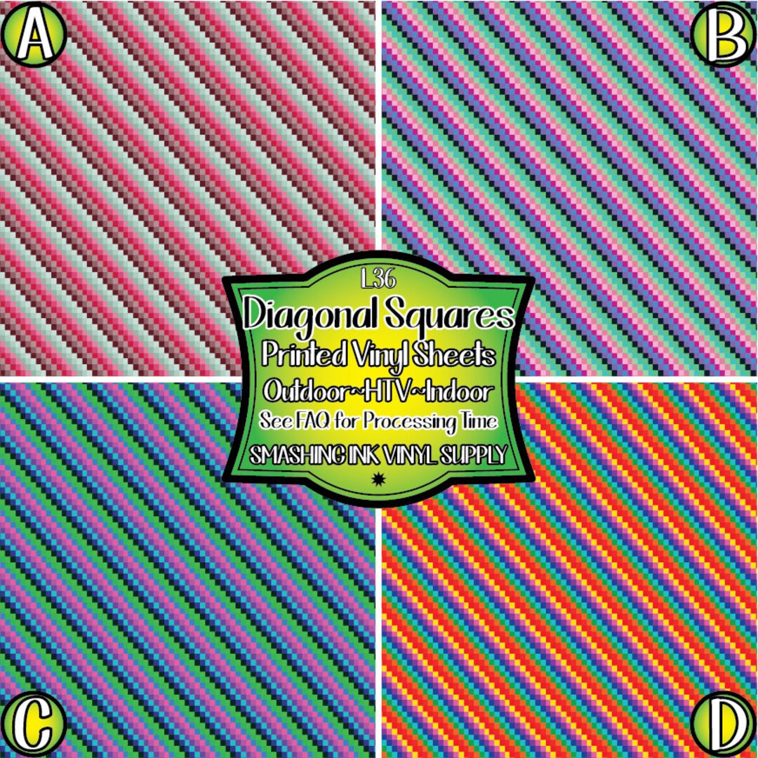 Diagonal Squares Vinyl/printed Heat Transfer Vinyl/patterned Vinyl ...