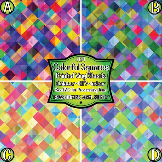 Colorful Squares Vinyl/printed Heat Transfer Vinyl/patterned | Etsy