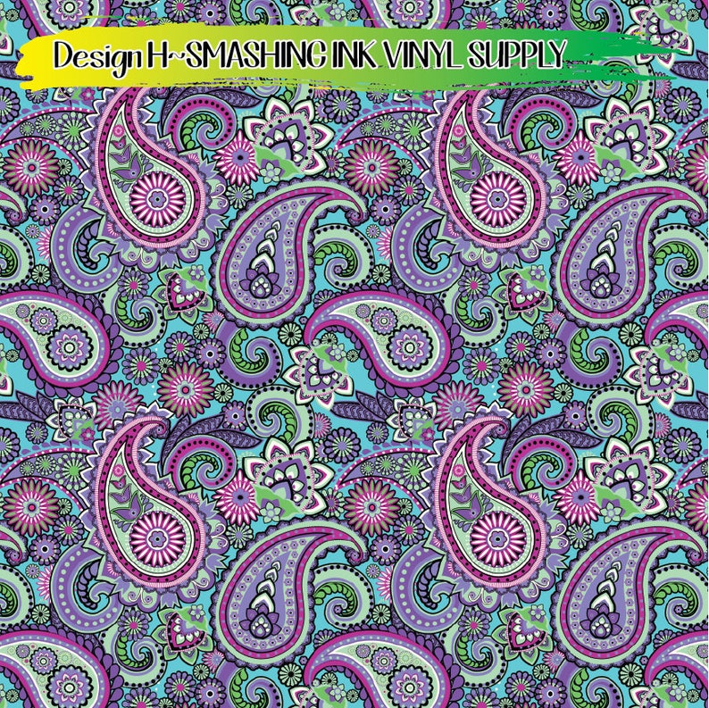 Colorful Paisley Adhesive Vinyl | Heat Transfer | Faux Leather | Laser ...
