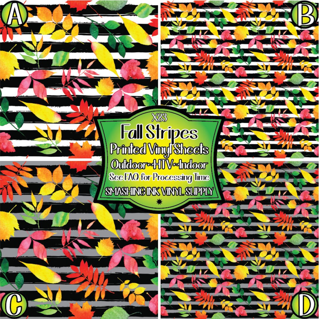 Fall Stripes Vinyl/printed Heat Transfer Vinyl/patterned Vinyl/printed ...