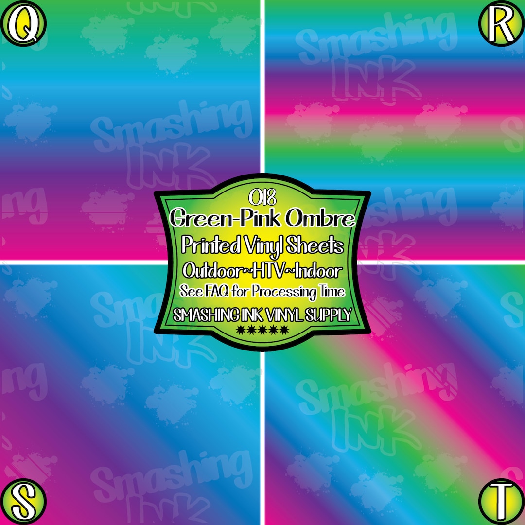 Green-pink Ombre Vinyl/printed Heat Transfer Vinyl/patterned Vinyl ...