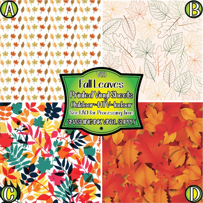 Leaf Pattern Fall Vinyl/printed Heat Transfer Vinyl/patterned - Etsy