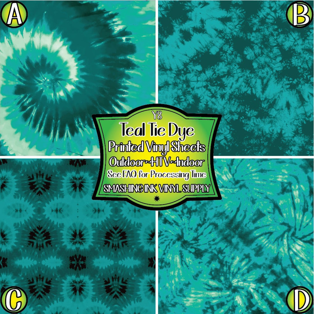Teal Tie Dye Vinyl/printed Heat Transfer Vinyl/patterned Vinyl/printed ...