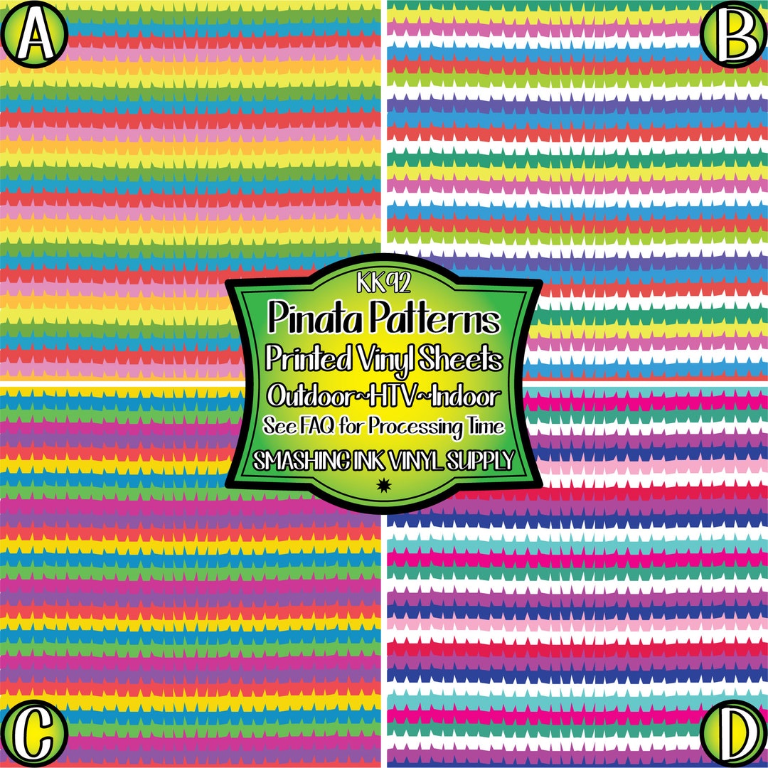 Pinata Stripe Pattern Vinyl/printed Heat Transfer Vinyl/pattern Vinyl ...