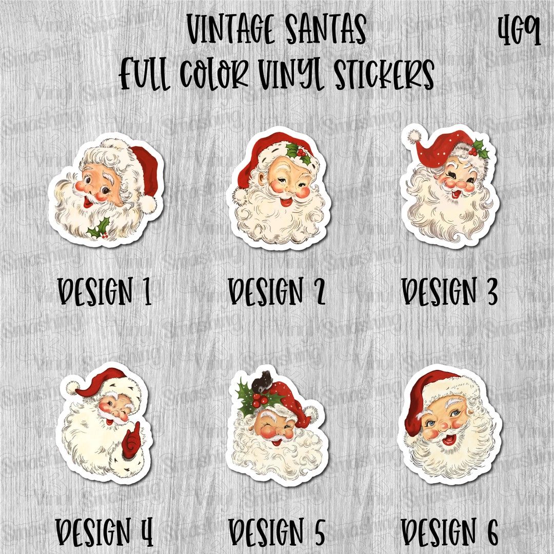 Vintage Santas Full Color Sticker/printed Vinyl Sticker/printed Vinyl ...