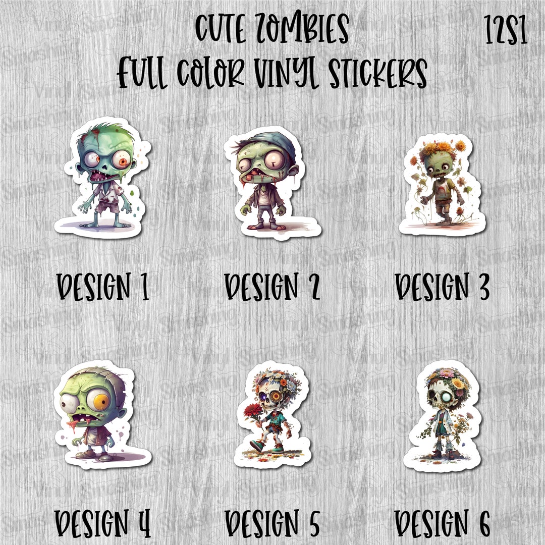 Cute Zombies Full Color Sticker/printed Vinyl Sticker/printed Vinyl ...