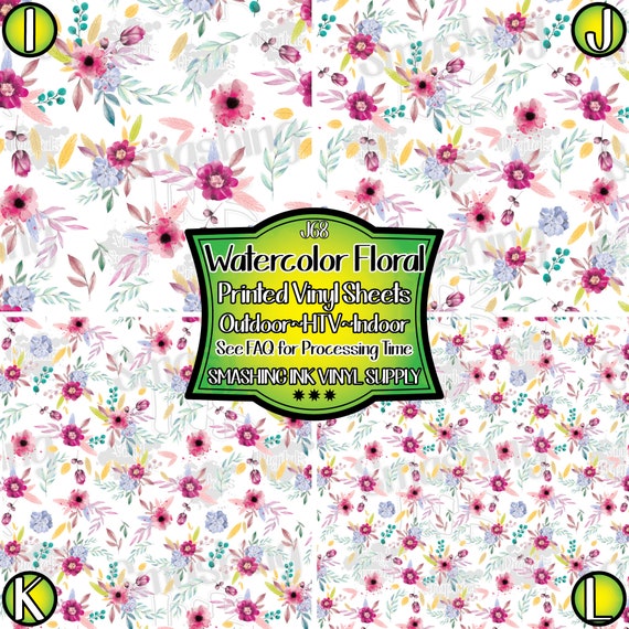 Watercolor Floral Vinyl/Printed Heat Transfer Vinyl/Pattern | Etsy
