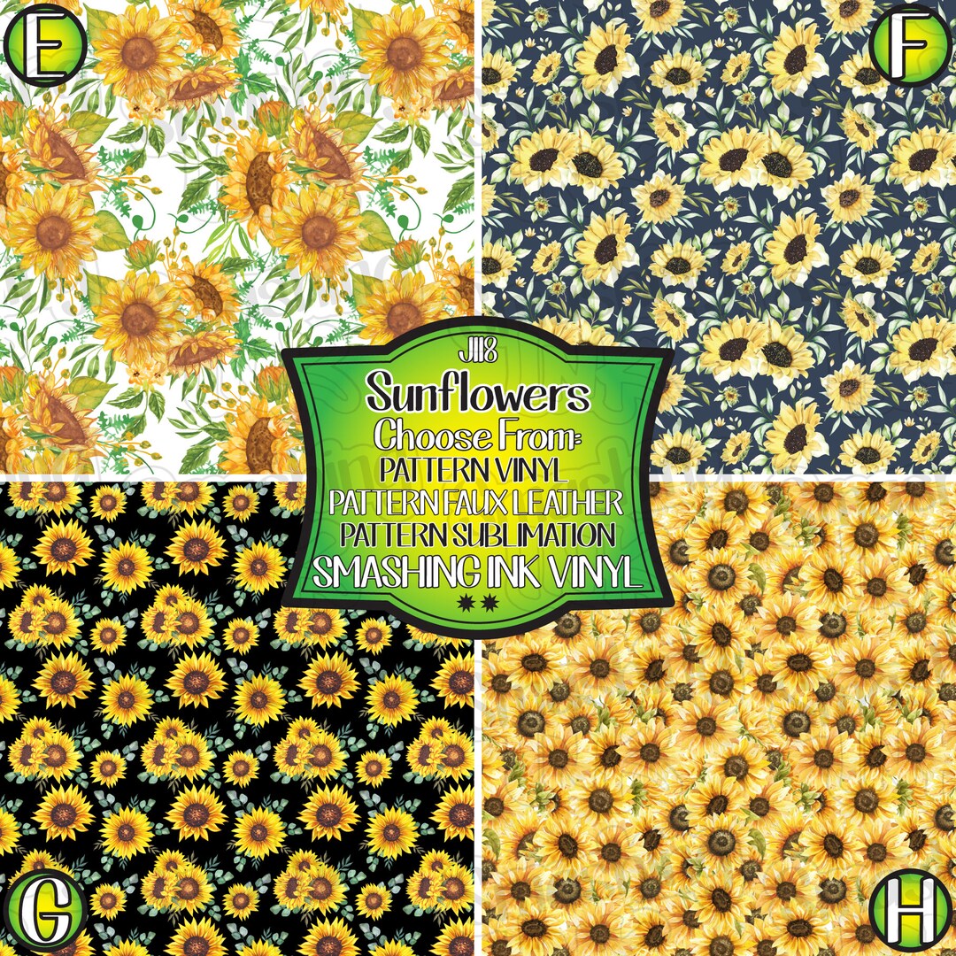 Sunflowers Vinyl/printed Heat Transfer Vinyl/patterned Vinyl/printed ...