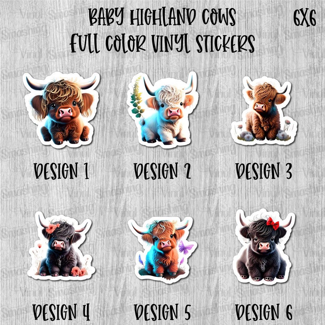 Baby Highland Cows Full Color Sticker/printed Vinyl Sticker/printed ...
