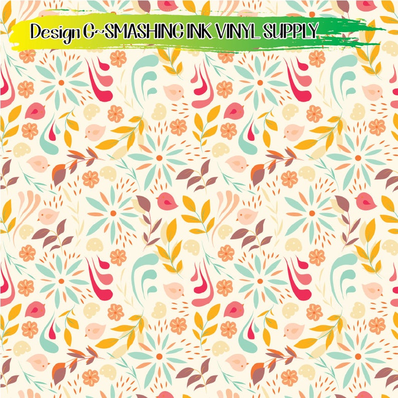 Spring Flowers Vinyl/printed Heat Transfer Vinyl/patterned - Etsy