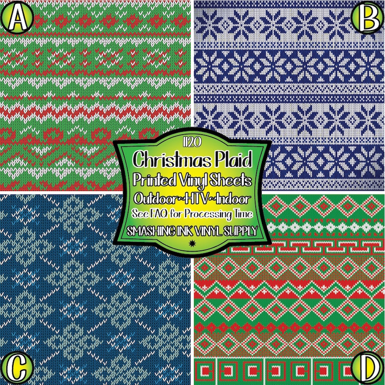 Christmas Plaid Vinyl/printed Heat Transfer Vinyl/patterned Vinyl ...