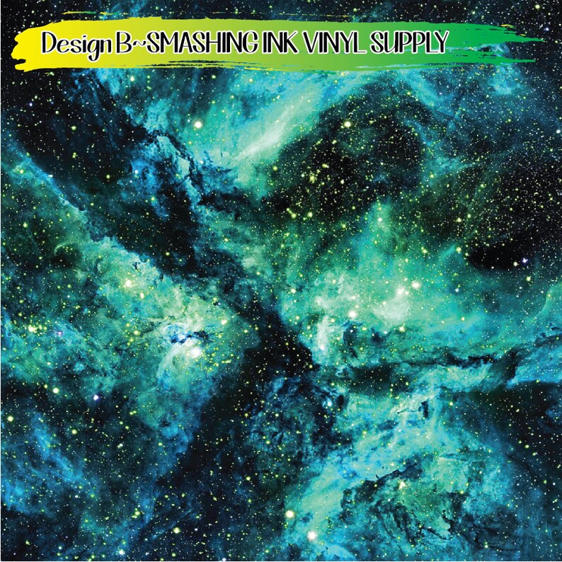 Green Galaxy Space Vinyl/printed Heat Transfer Vinyl/patterned - Etsy