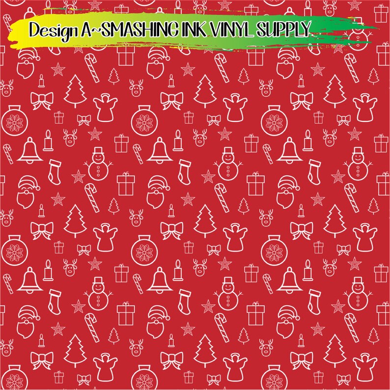 Christmas Icons Adhesive Vinyl | Heat Transfer | Faux Leather | Laser ...
