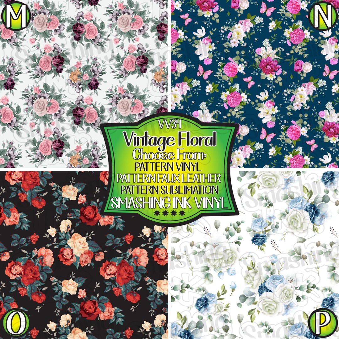 Vintage Floral Vinyl/printed Heat Transfer Vinyl/patterned Vinyl ...