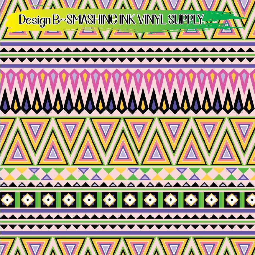 Neon Aztec Pattern Vinyl/printed Heat Transfer Vinyl/patterned Vinyl ...