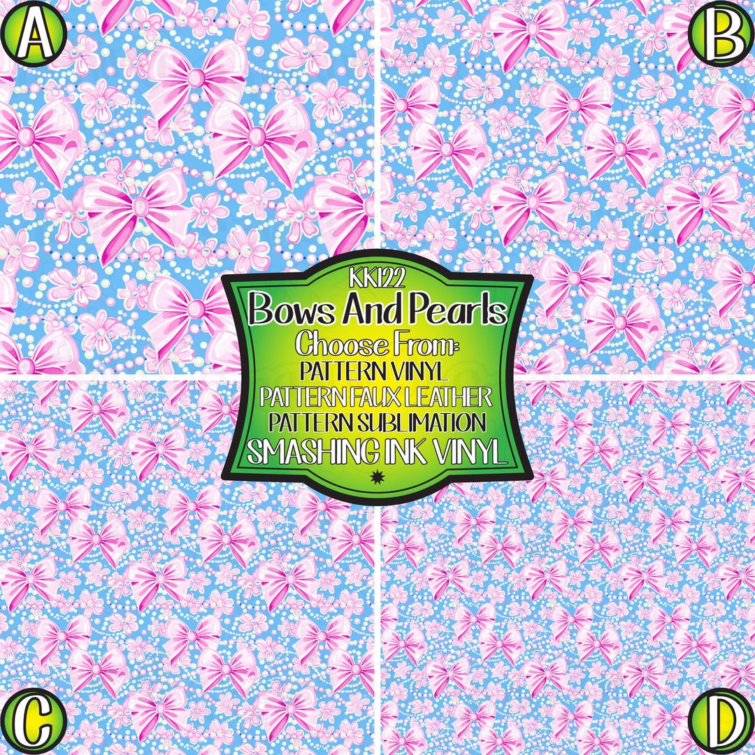 Bows and Pearls Printed Heat Transfer Vinyl/patterned Vinyl/printed 651 ...