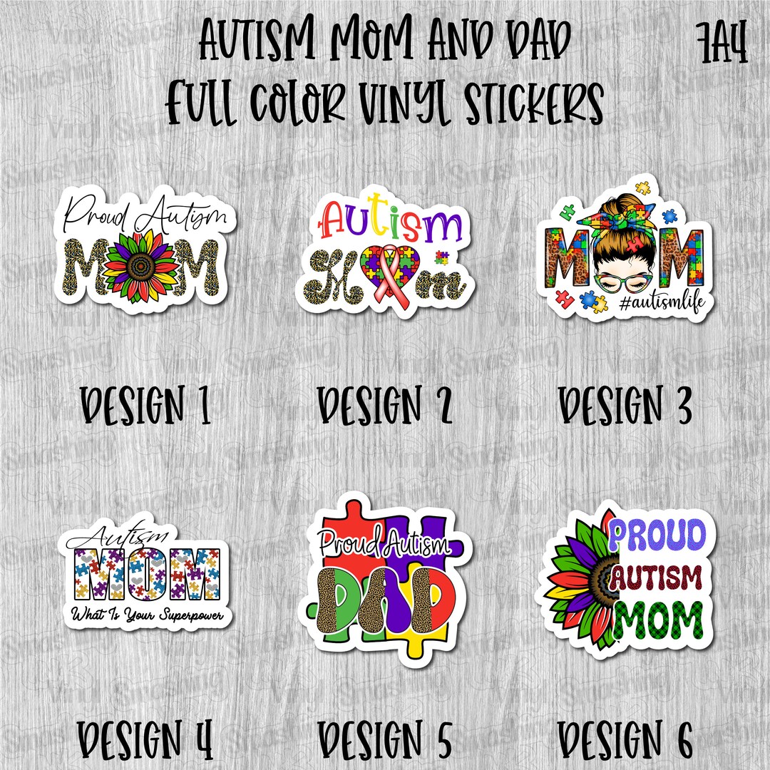 Autism Mom and Dad Full Color Sticker/printed Vinyl Sticker/printed ...