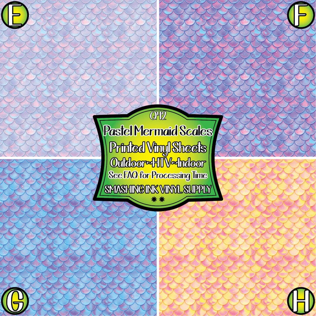 Pastel Mermaid Scales Vinyl/printed Heat Transfer Vinyl/pattern Vinyl ...
