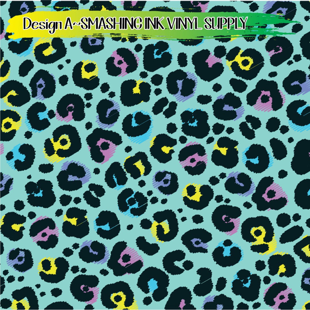 Colorful Cheetah Adhesive Vinyl | Heat Transfer | Faux Leather | Laser ...