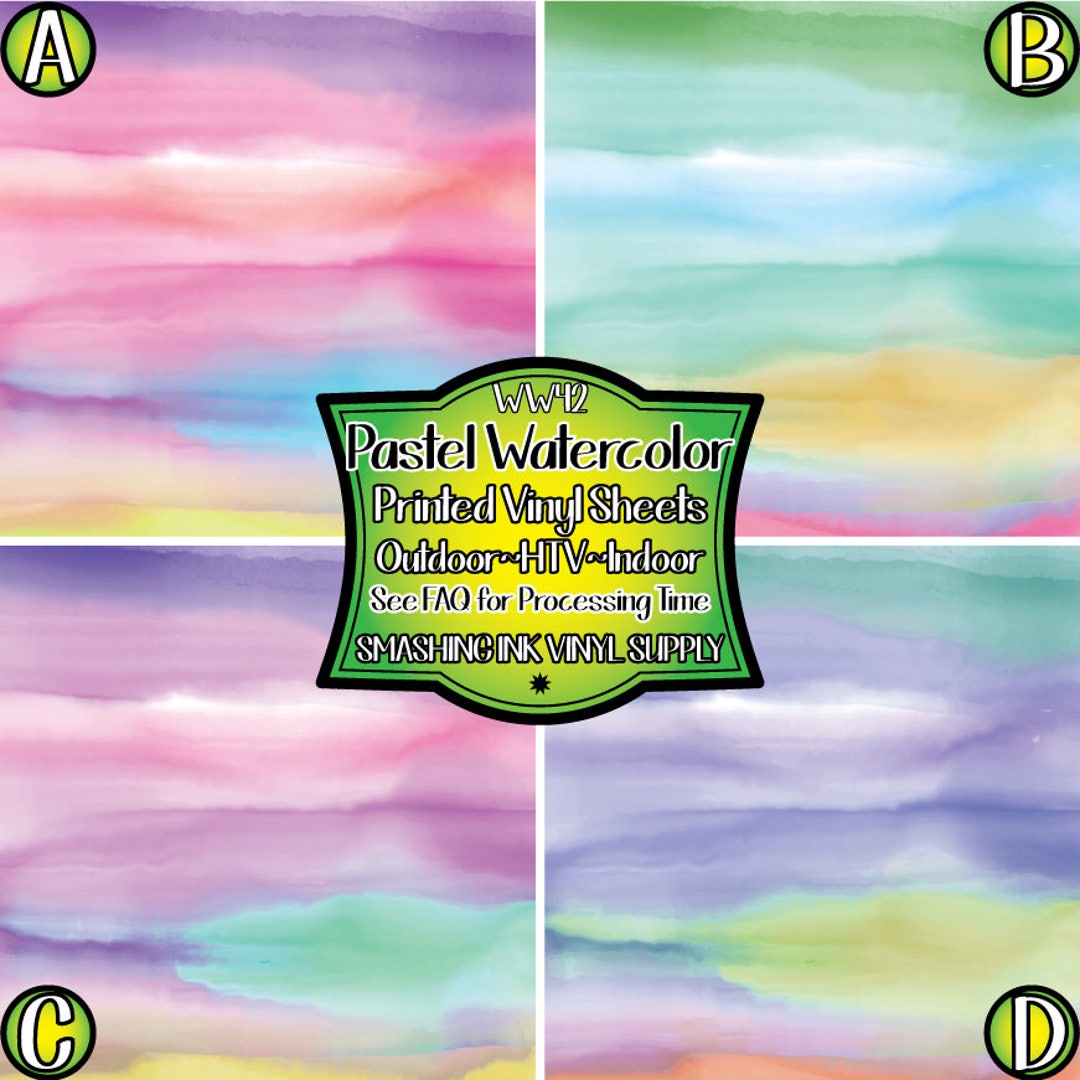 Pastel Watercolor Vinyl/printed Heat Transfer Vinyl/patterned Vinyl ...
