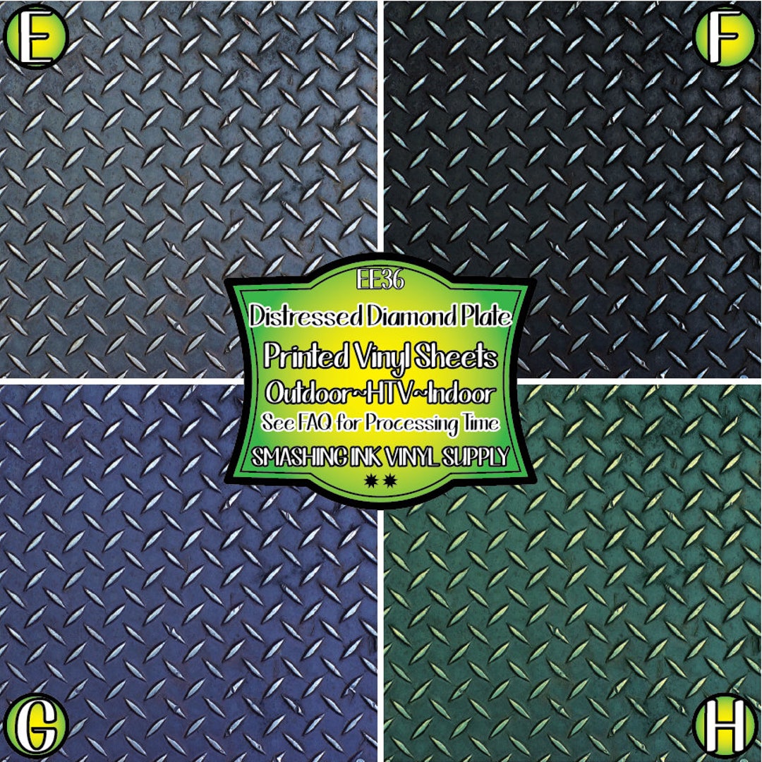 Distressed Diamond Plate Vinyl/printed Heat Transfer Vinyl/pattern ...