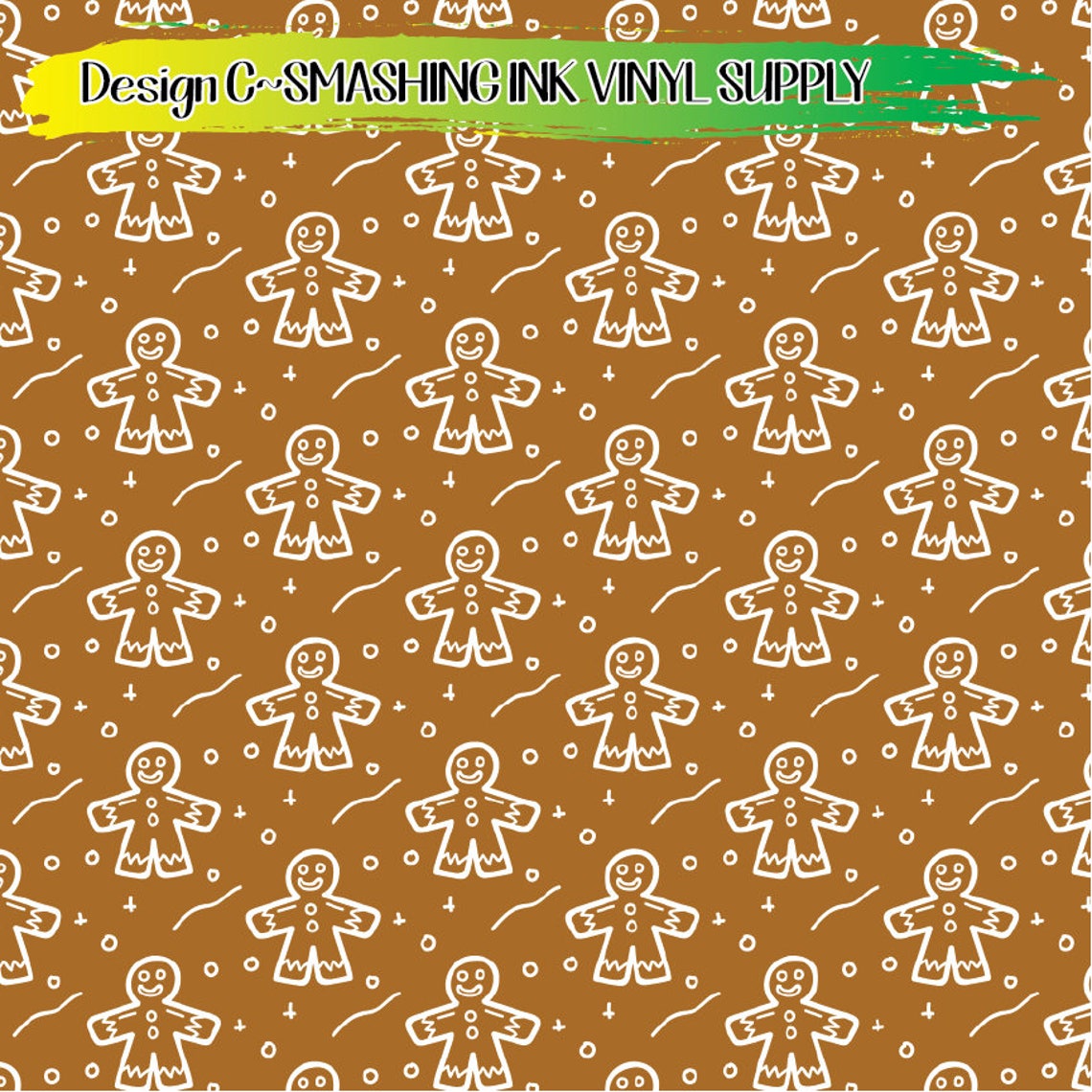 Gingerbread Man Vinyl/printed Heat Transfer Vinyl/patterned Vinyl ...