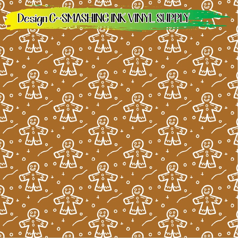 Gingerbread Man Vinyl/printed Heat Transfer Vinyl/patterned Vinyl ...