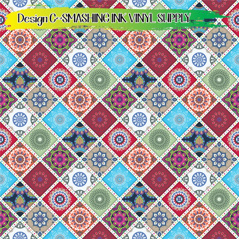 Ornamental Diamond Vinylprinted Heat Transfer Vinyl/patterned - Etsy