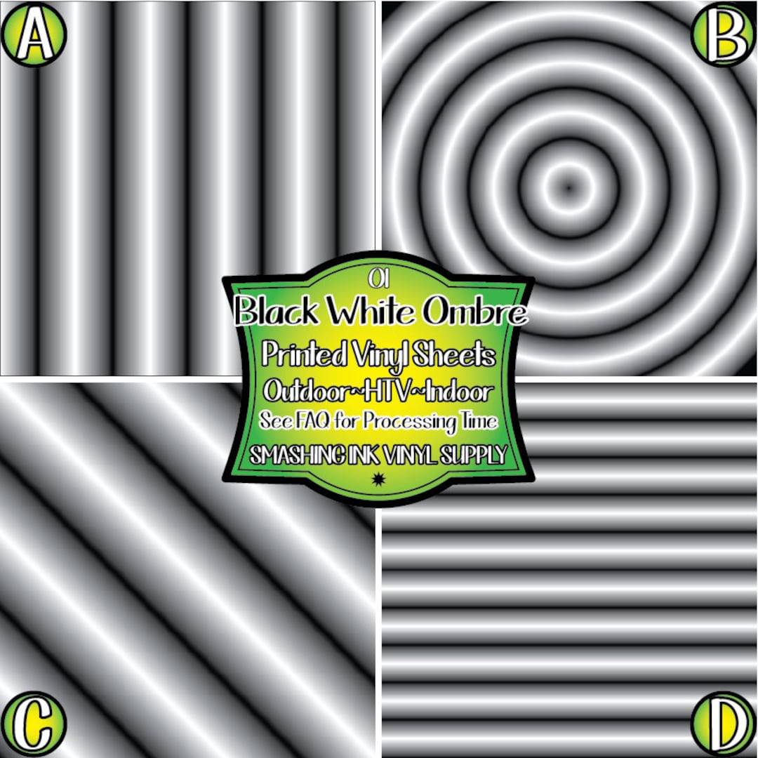 Black White Ombre Vinyl/printed Heat Transfer Vinyl/patterned Vinyl ...