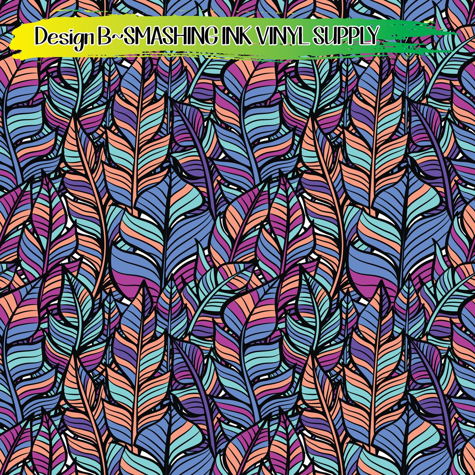 Colorful Feathers Adhesive Vinyl | Heat Transfer | Faux Leather | Laser ...