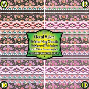 Floral Aztec Vinyl Print/printed Heat Transfer Vinyl/patterned Vinyl ...