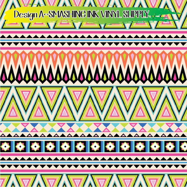 Neon Aztec Pattern Vinyl/printed Heat Transfer Vinyl/patterned - Etsy